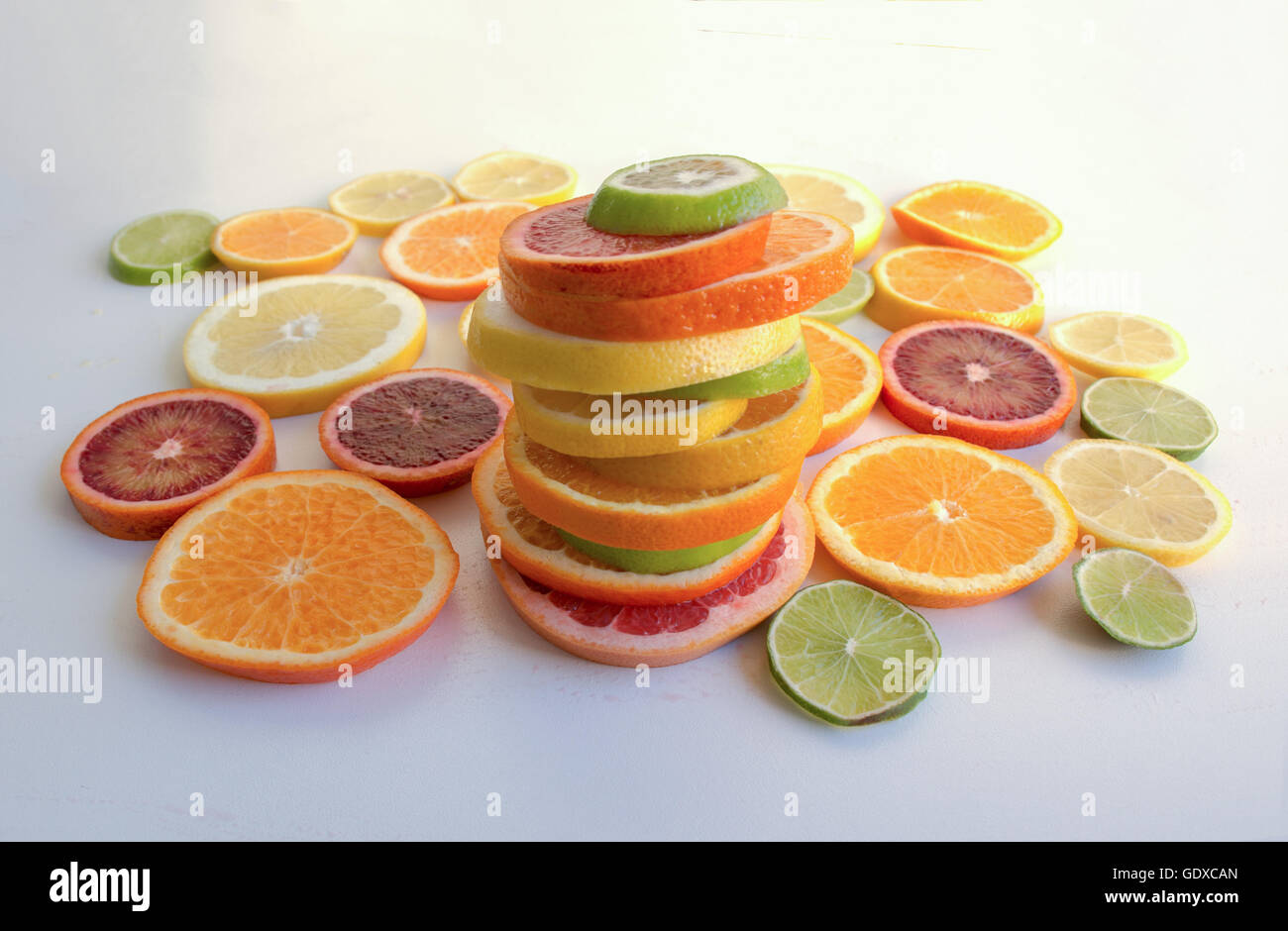 A stack of different slices of various citrus fruit Stock Photo - Alamy