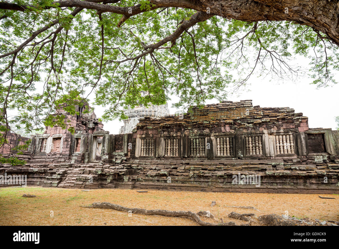 ancient castle wall among nature view from tree, pimai castle ...