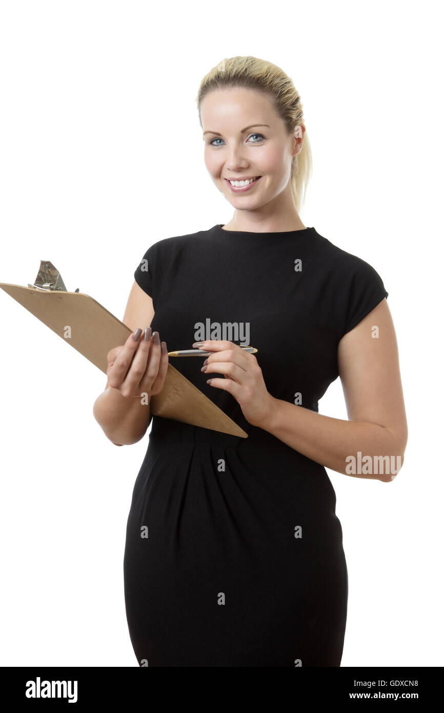 Woman holding clip board hi-res stock photography and images - Alamy