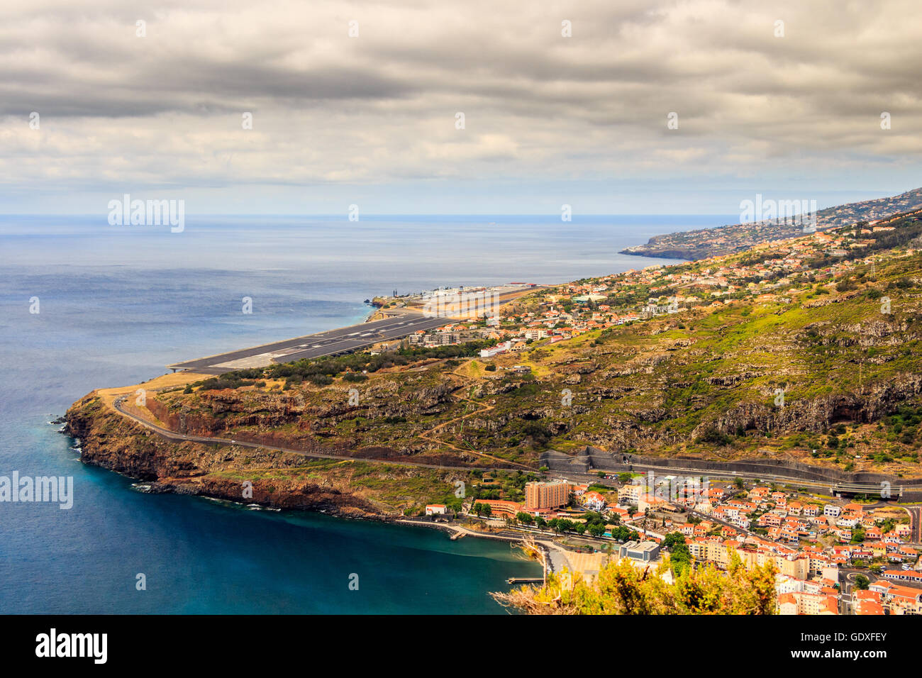 View from Pico do Facho viewpoint over the Machico valley, Madeira ...