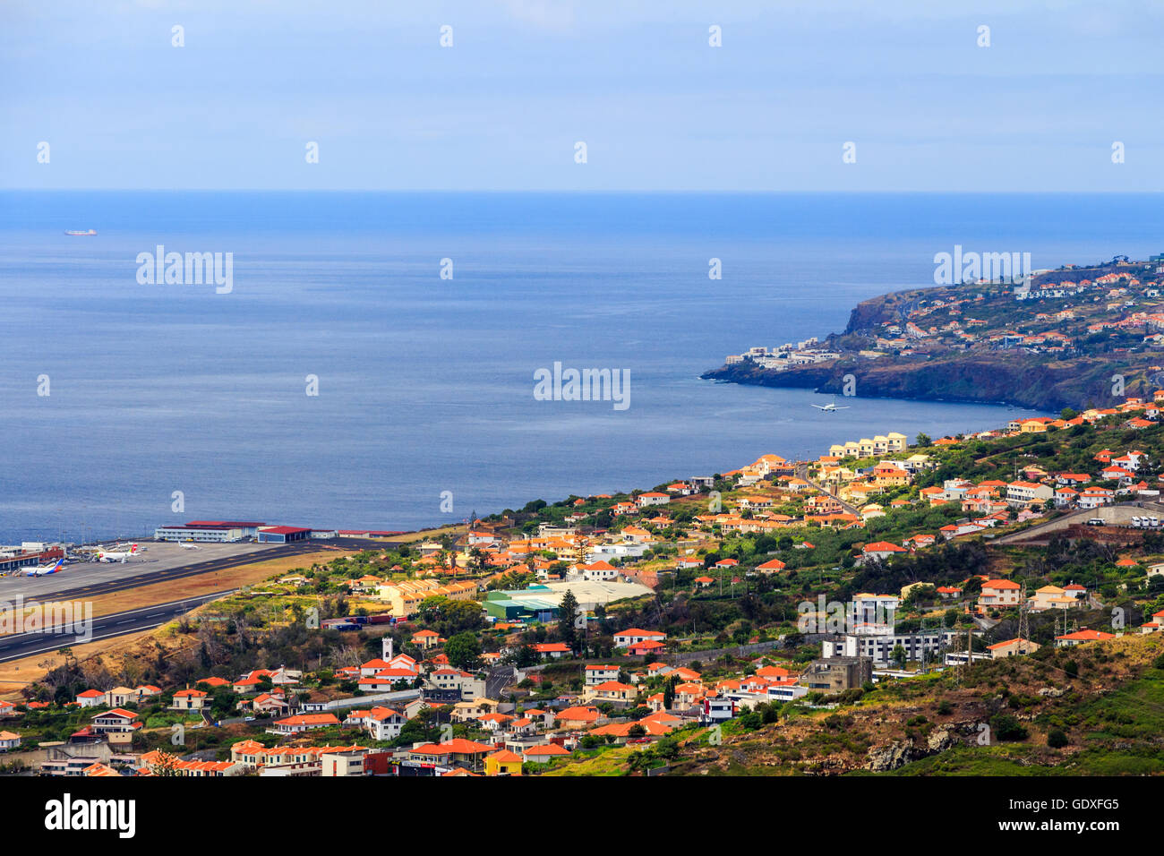 View from Pico do Facho viewpoint over the Machico valley, Madeira ...