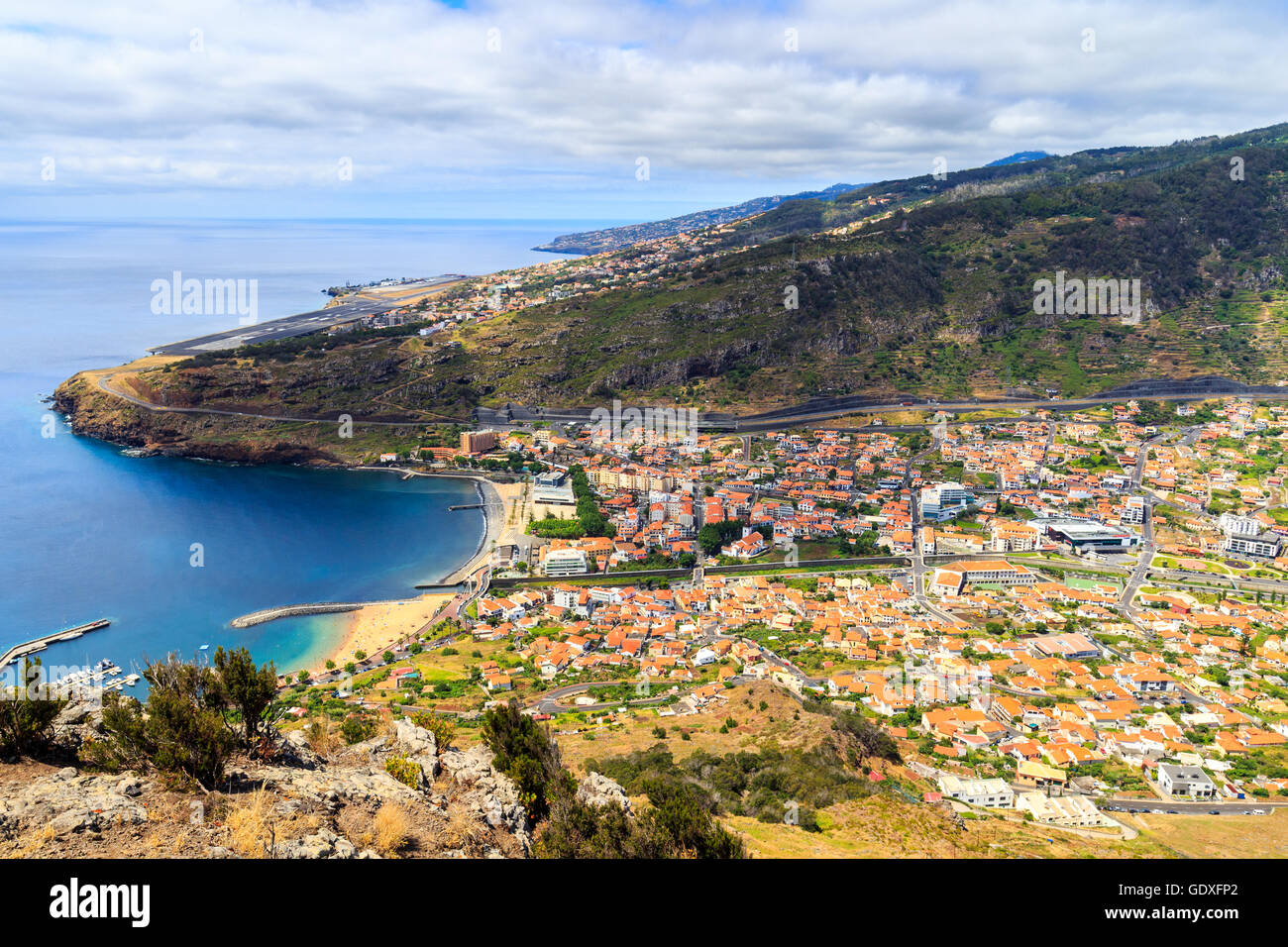 View from Pico do Facho viewpoint over the Machico valley, Madeira ...