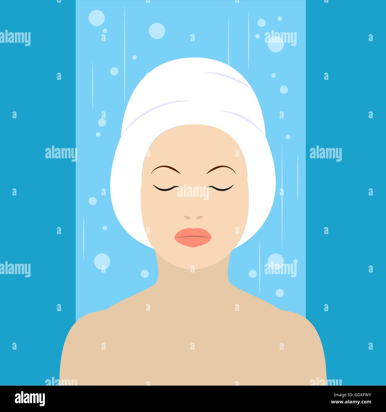 Girl with towel on head Vector illustration Stock Vector Image & Art ...