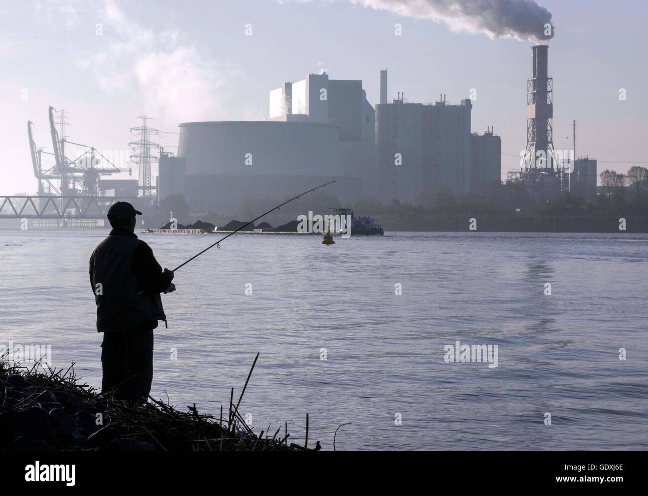 Angler in the Port of Hamburg Stock Photo - Alamy