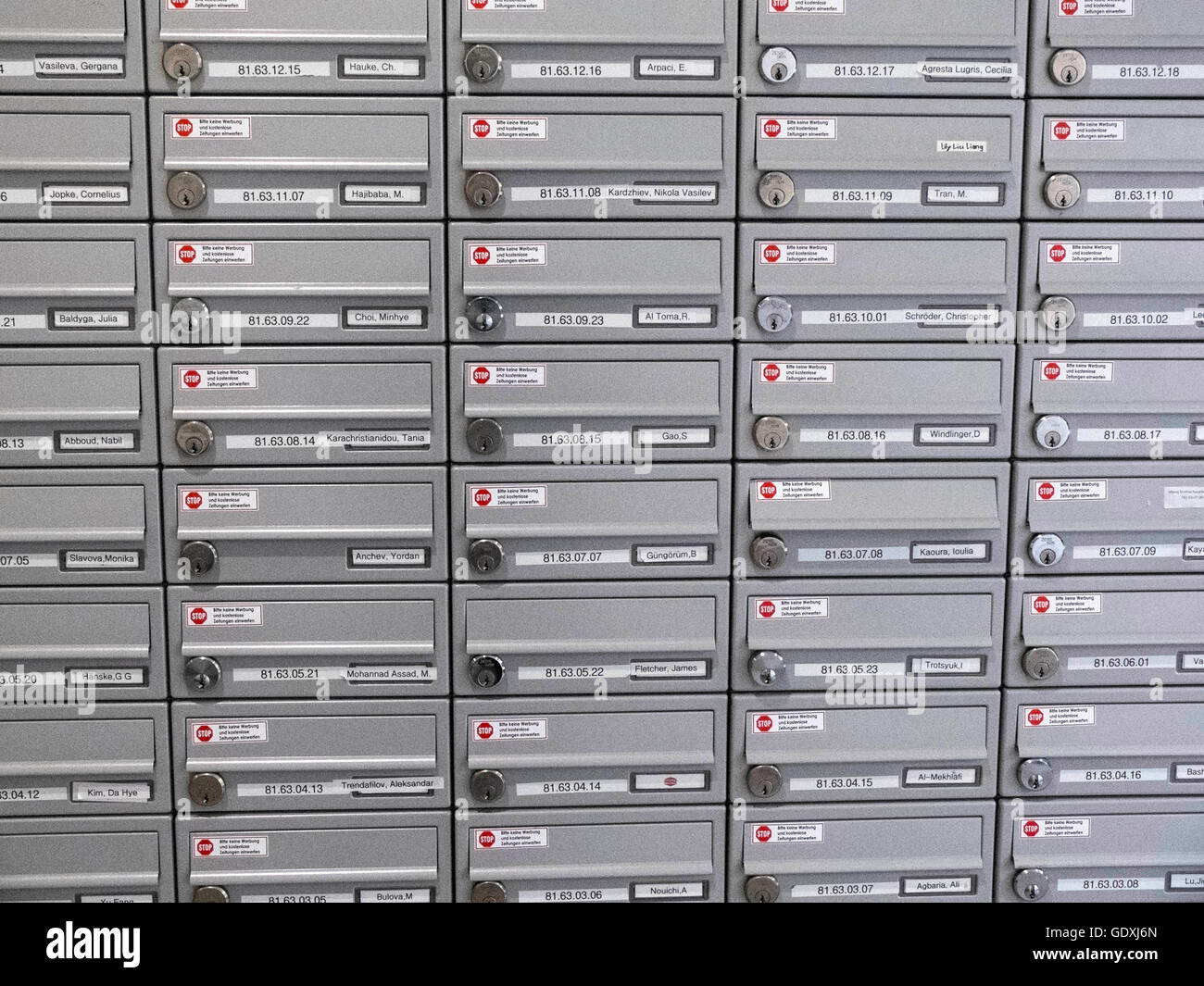Mail post boxes in apartment hi-res stock photography and images - Alamy