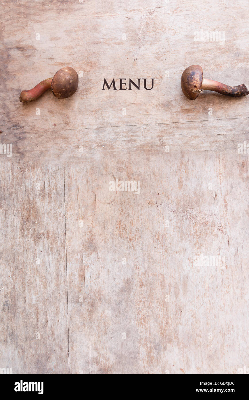 Restaurant cafe menu, text and mushrooms Stock Photo - Alamy