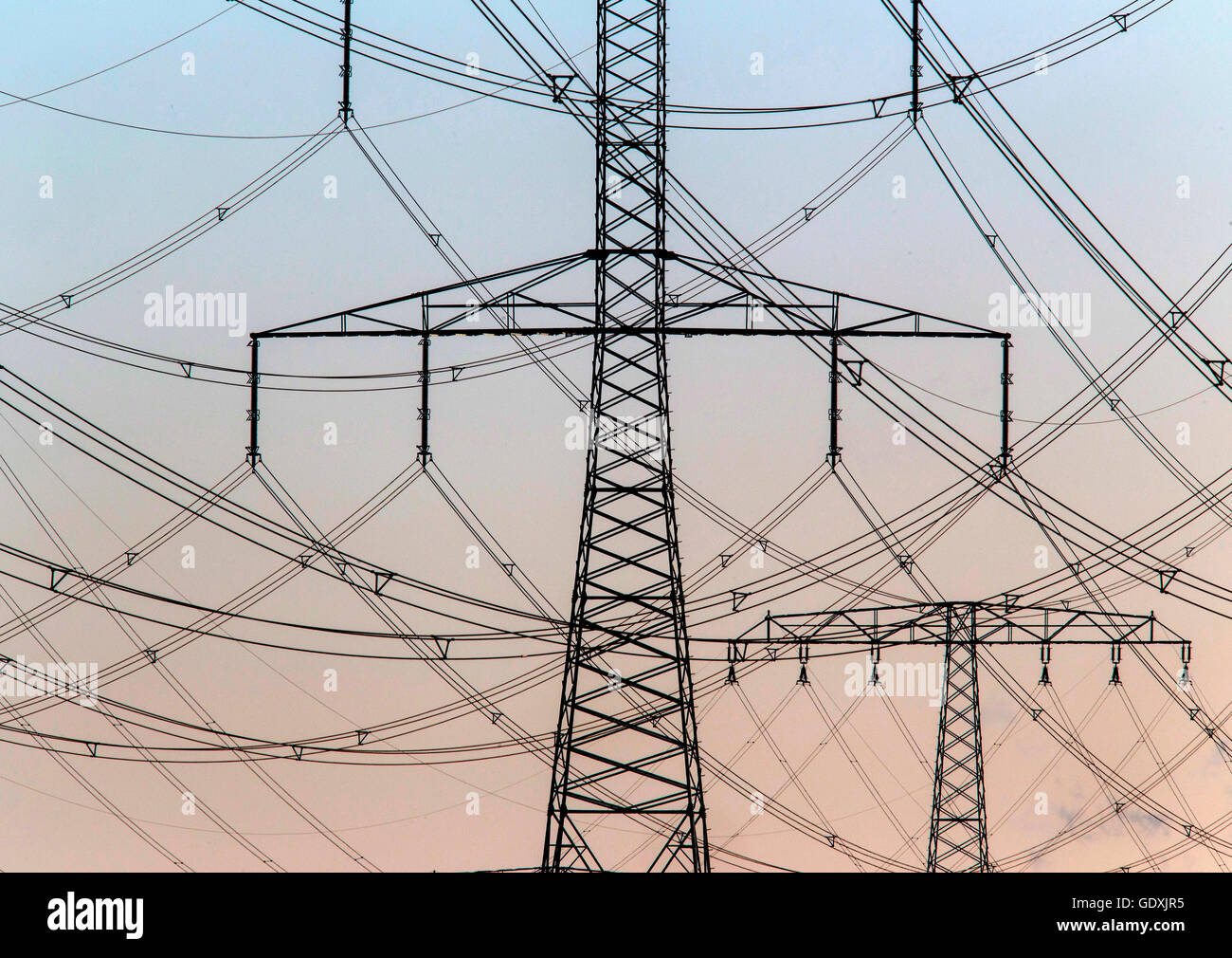 Transmission towers and power lines Stock Photo - Alamy