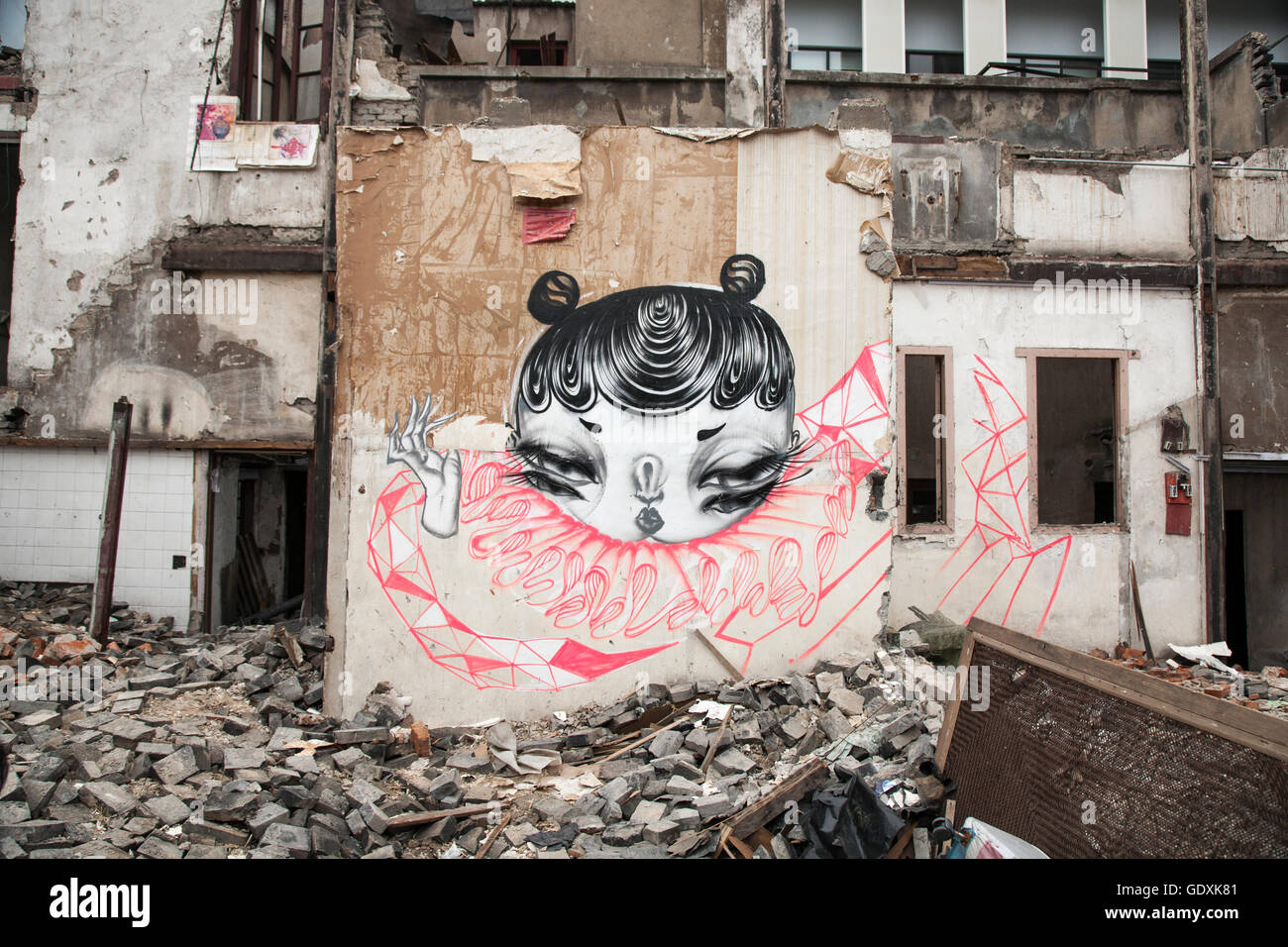 Street art on walls of demolished building Stock Photo - Alamy