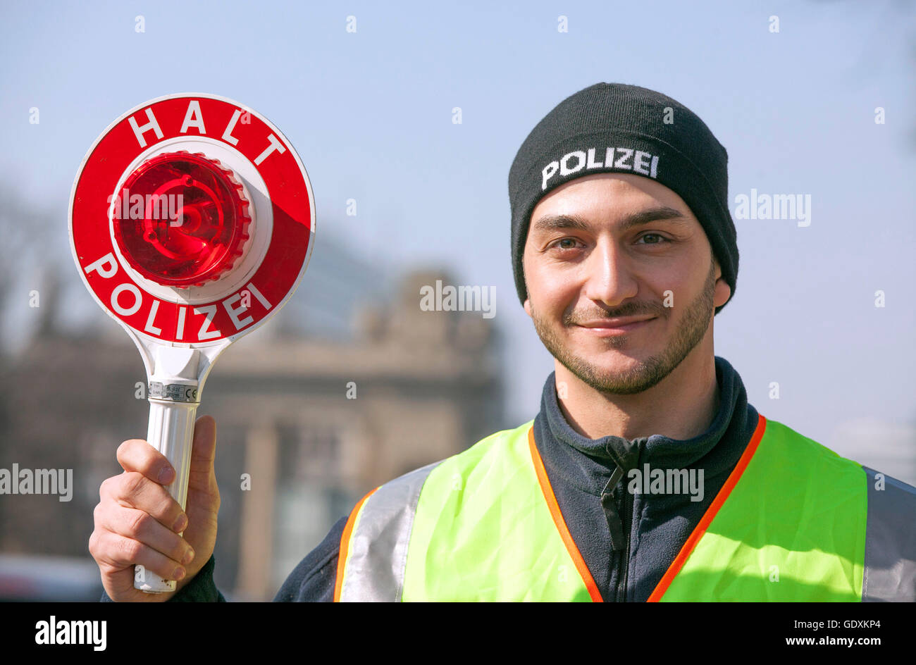 Police signalling hi-res stock photography and images - Alamy