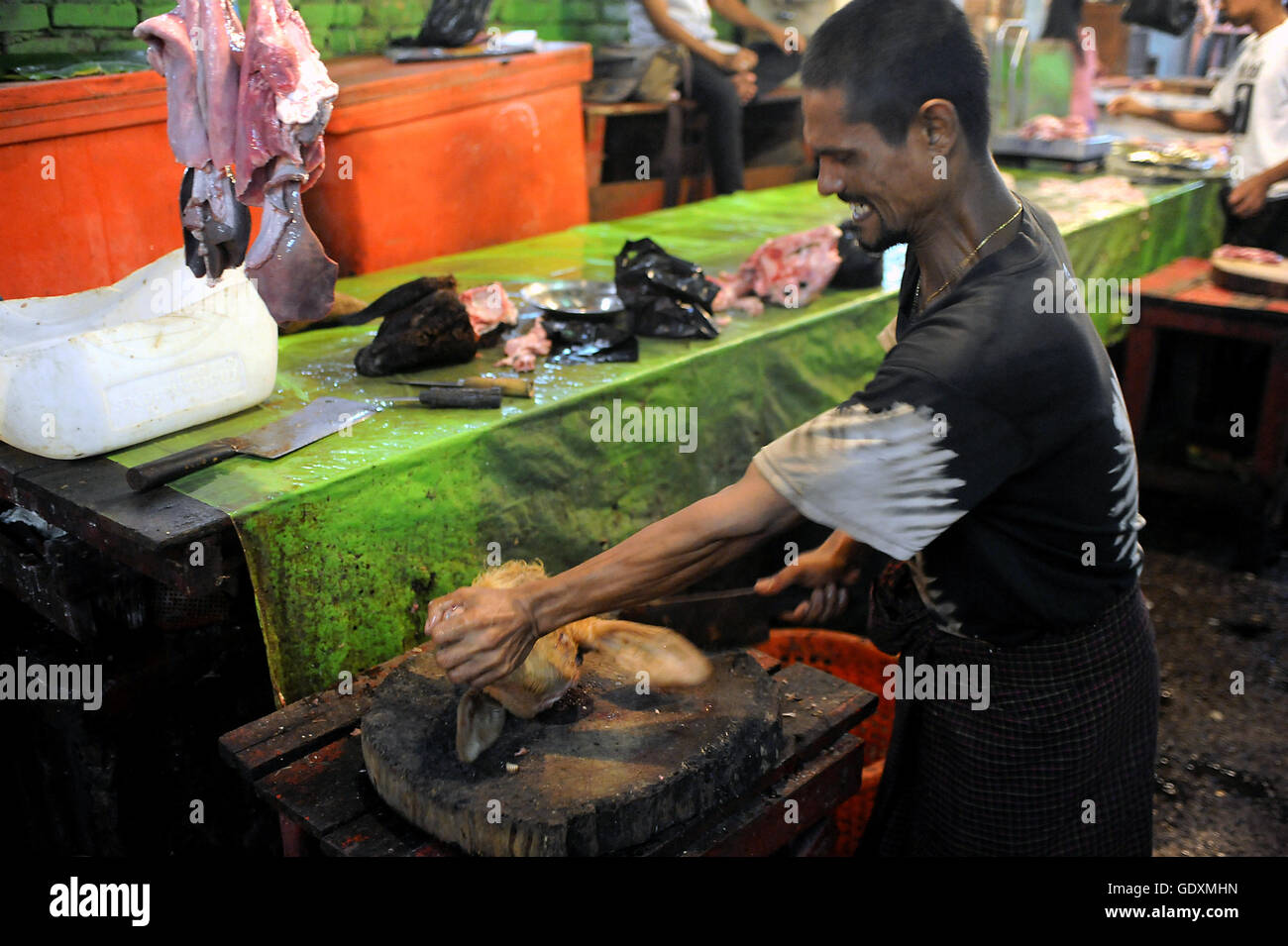 Muslim butcher in Yangon Stock Photo - Alamy
