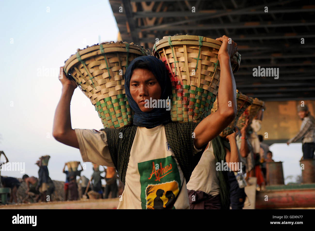 Day laborers in Yangon Stock Photo - Alamy