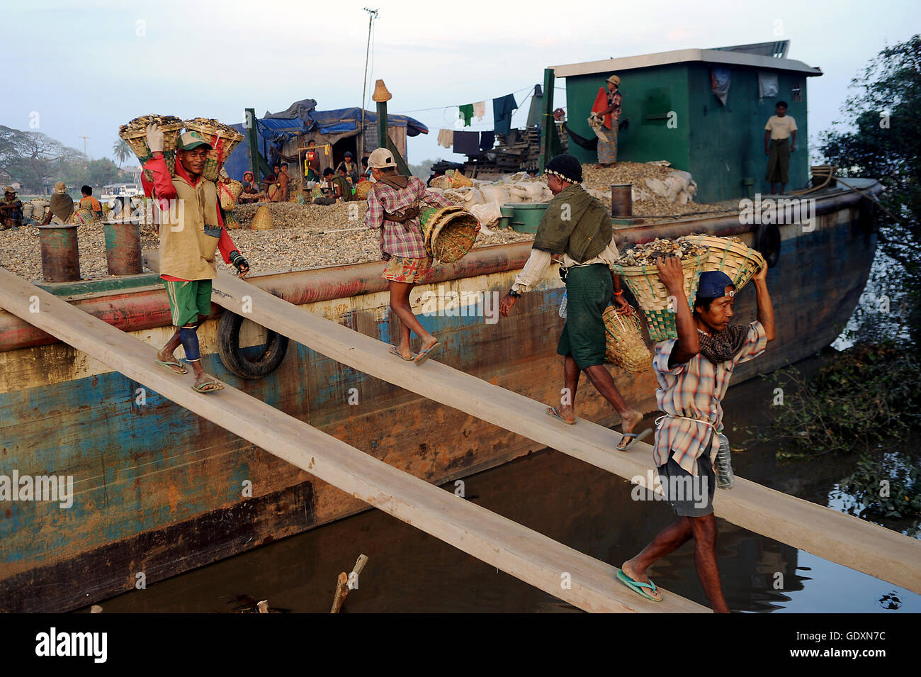 Day laborers in Yangon Stock Photo - Alamy