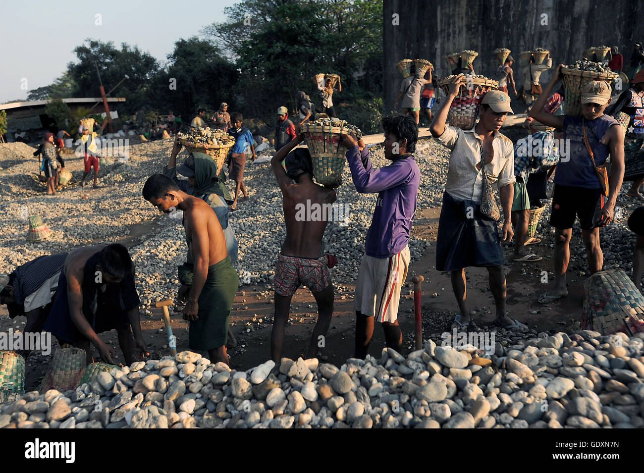Day laborers in Yangon Stock Photo - Alamy