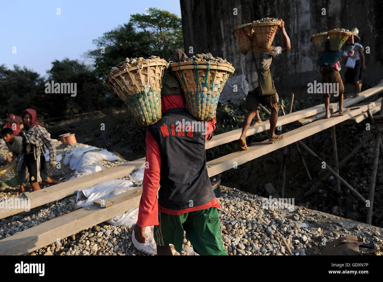 Day laborers in Yangon Stock Photo - Alamy