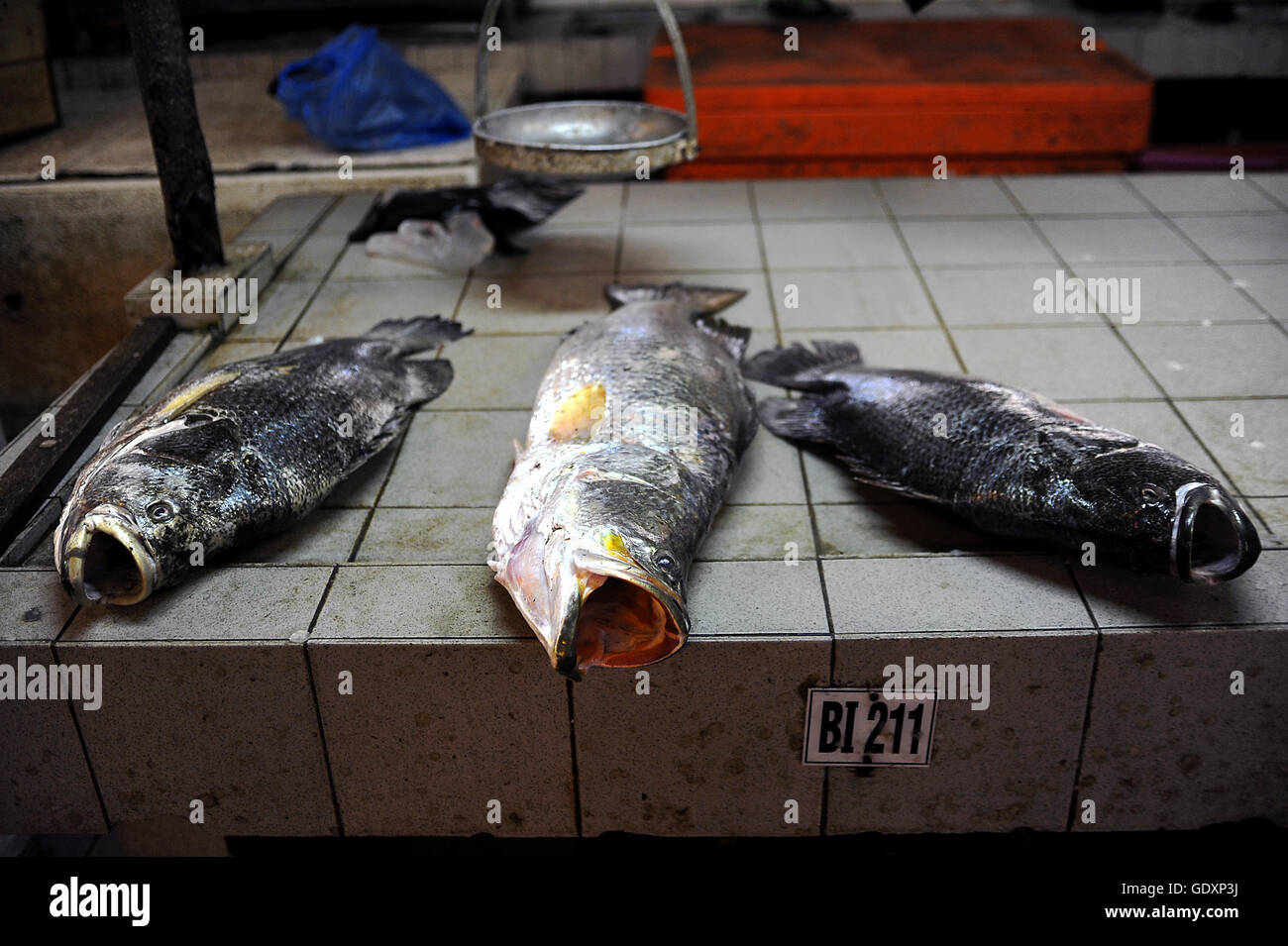 Pasar Gadong Fish market Stock Photo - Alamy