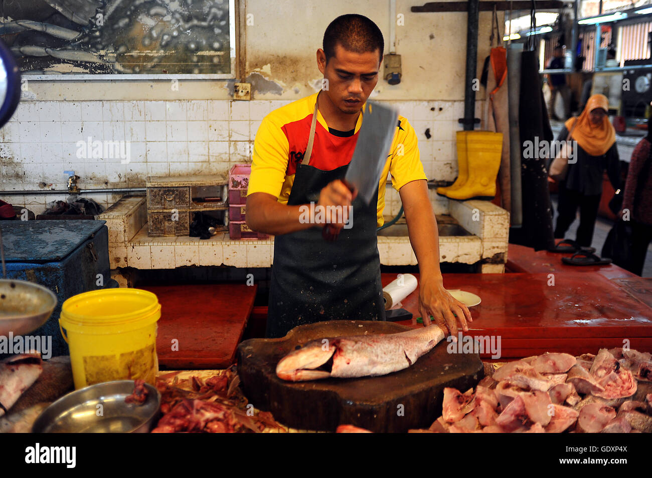 Pasar Gadong Fish market Stock Photo - Alamy
