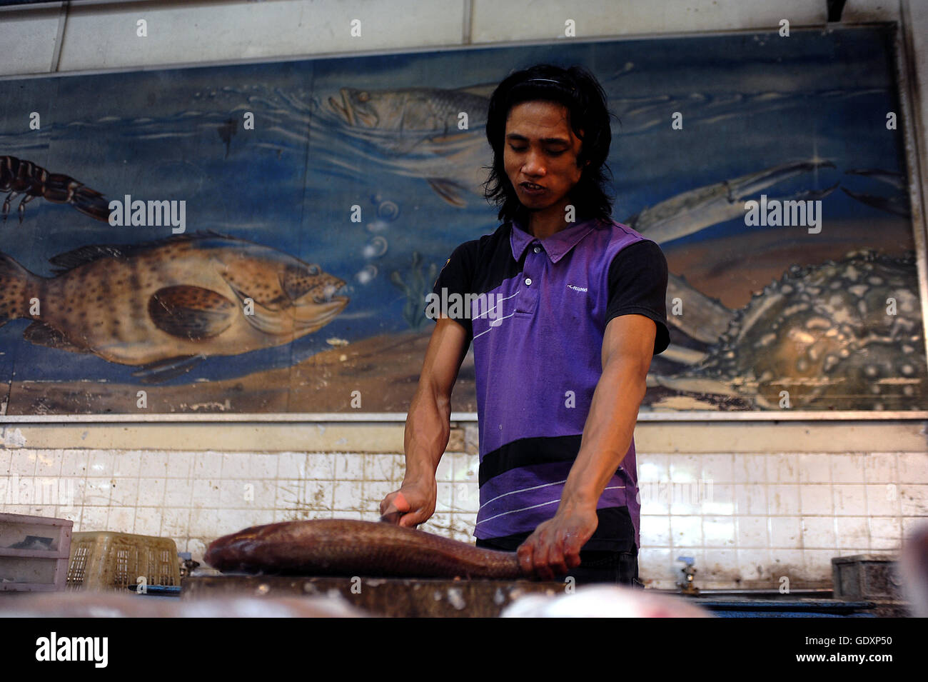 Pasar Gadong Fish market Stock Photo - Alamy