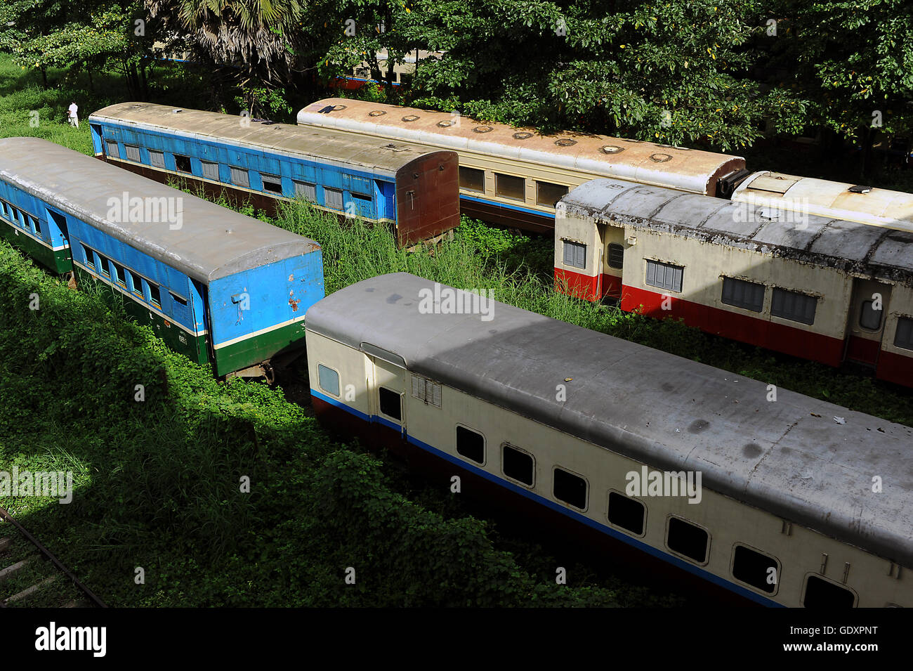 MYANMAR. Yangon. 2013. Old trains Stock Photo - Alamy