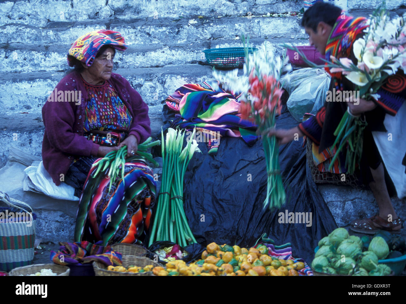 people in traditional clotes at the Market in the Village of Chichi or ...