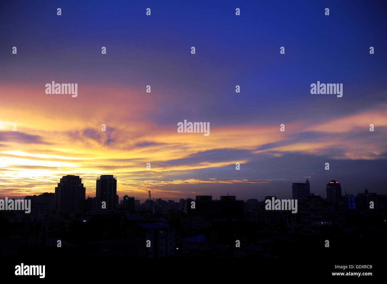 MYANMAR. Yangon. 2014. Sunset over the city Stock Photo - Alamy