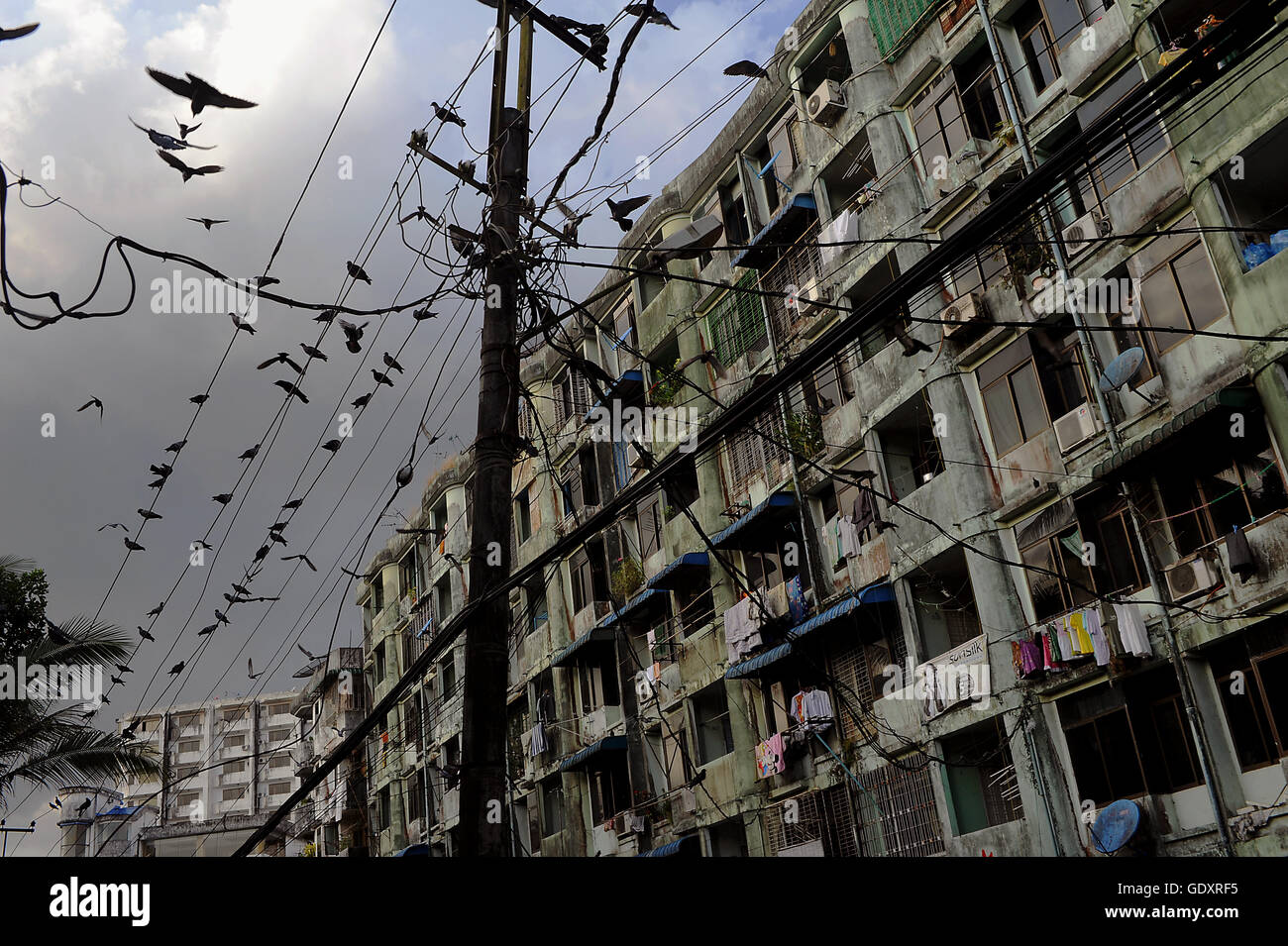 MYANMAR. Yangon. 2013. Apartment building Stock Photo - Alamy