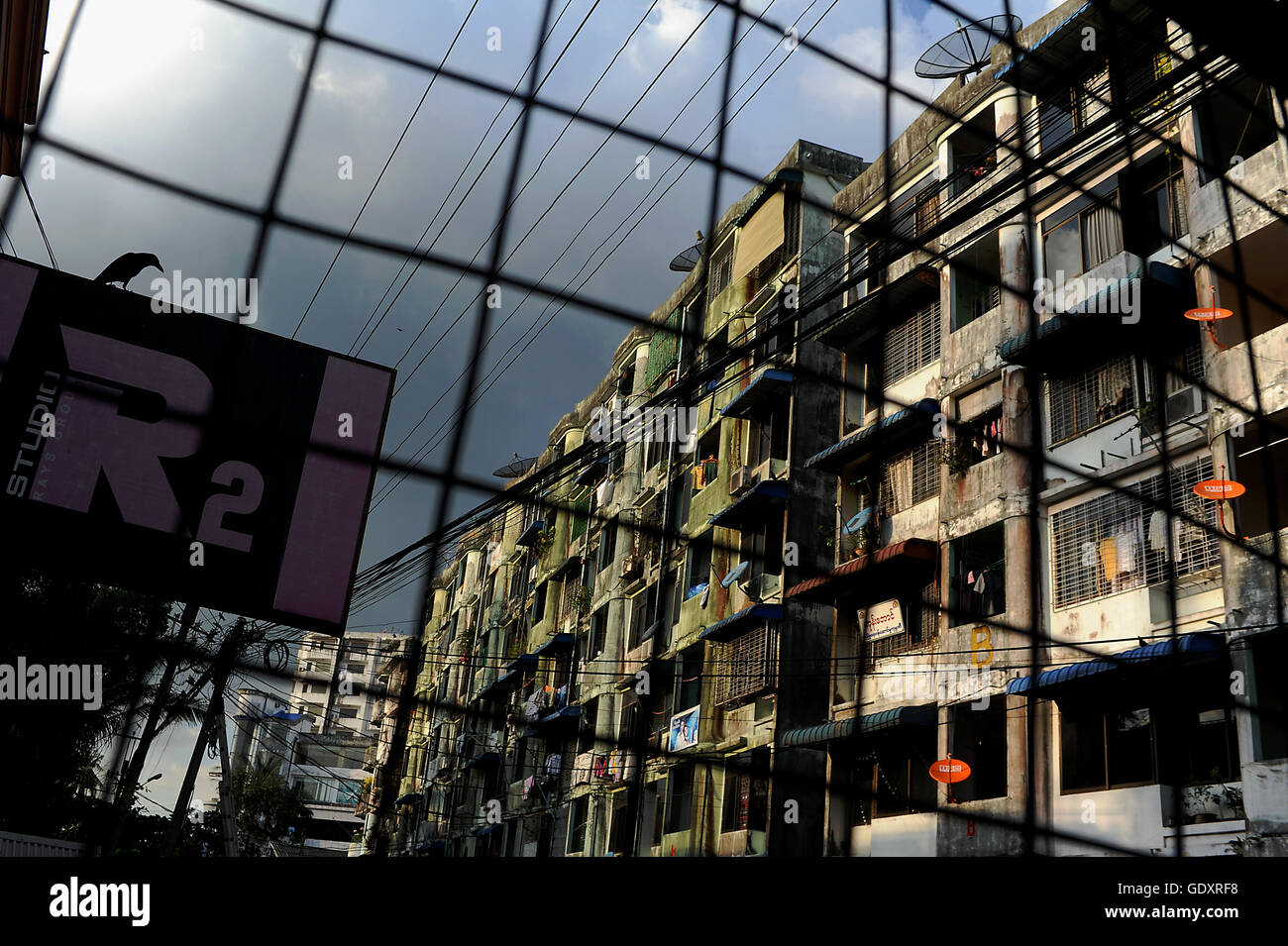 MYANMAR. Yangon. 2013. Apartment building Stock Photo - Alamy