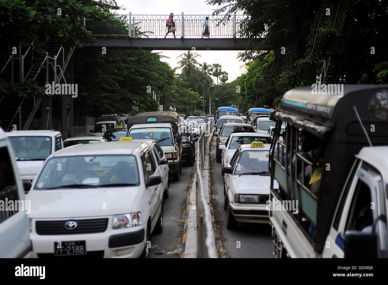 MYANMAR. Yangon. 2013. Traffic jam Stock Photo - Alamy