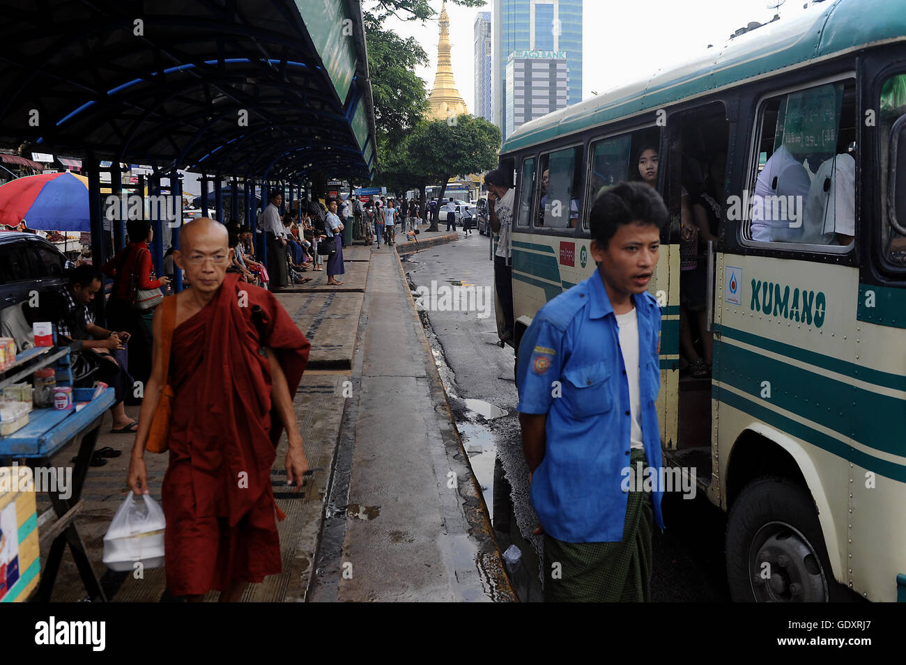 MYANMAR. Yangon. 2013. Bus traffic Stock Photo - Alamy