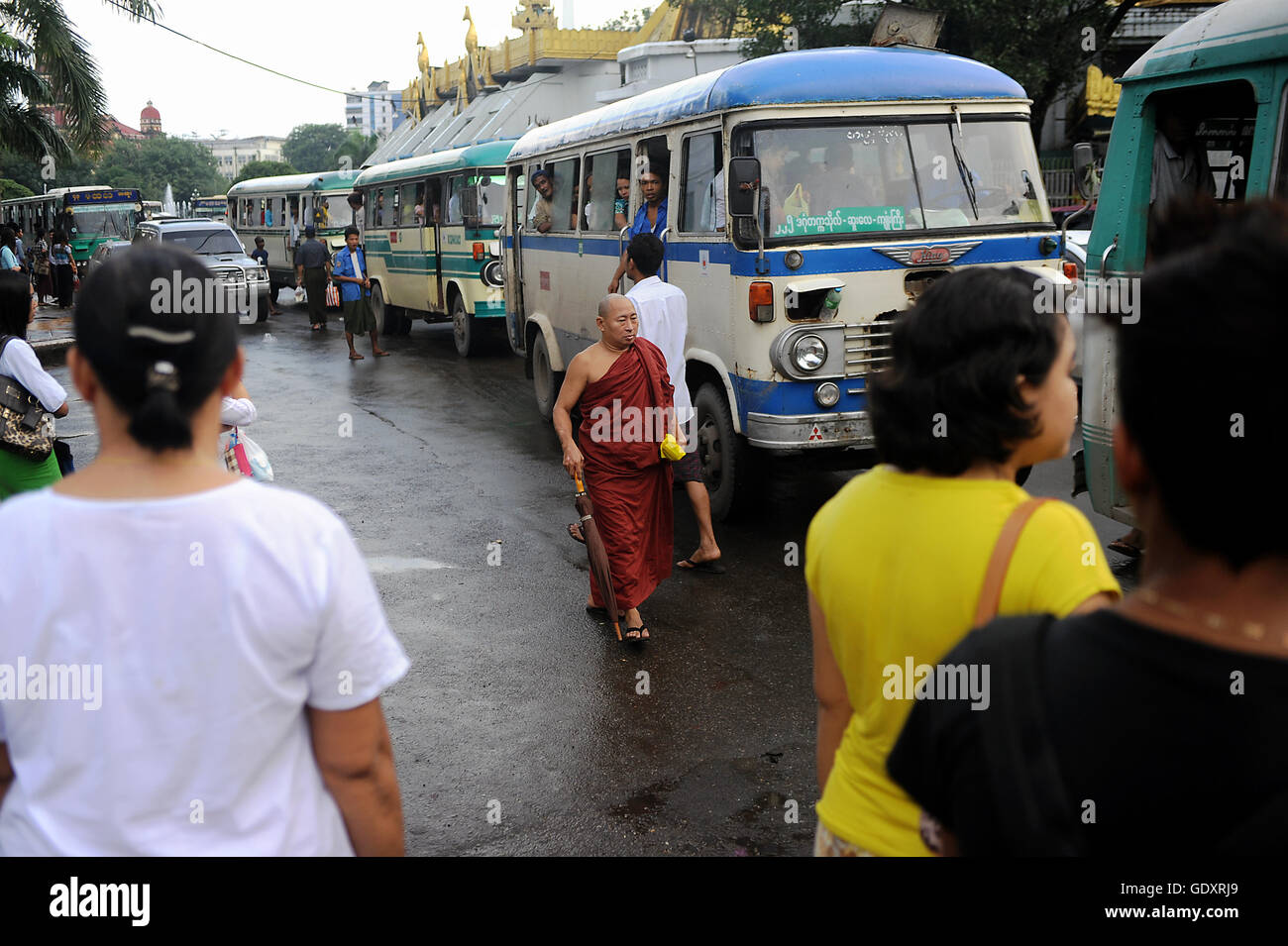 MYANMAR. Yangon. 2013. Bus traffic Stock Photo - Alamy