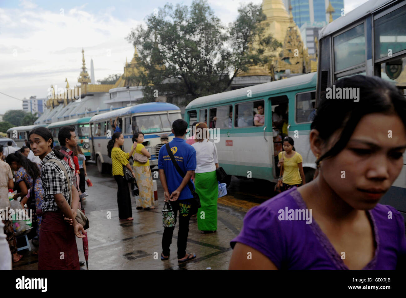 MYANMAR. Yangon. 2013. Bus traffic Stock Photo - Alamy