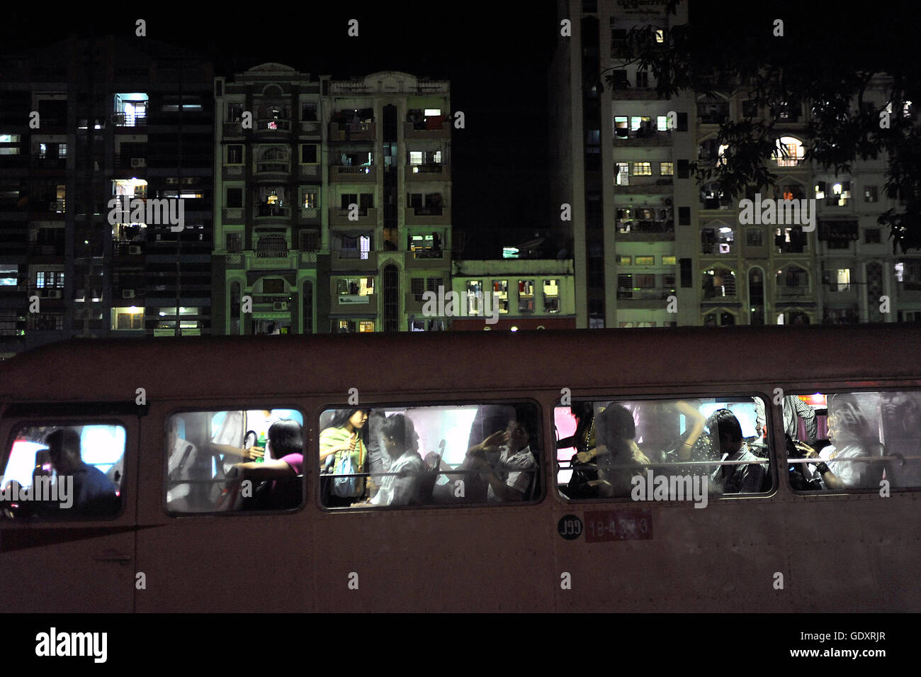 MYANMAR. Yangon. 2014. Local bus Stock Photo - Alamy