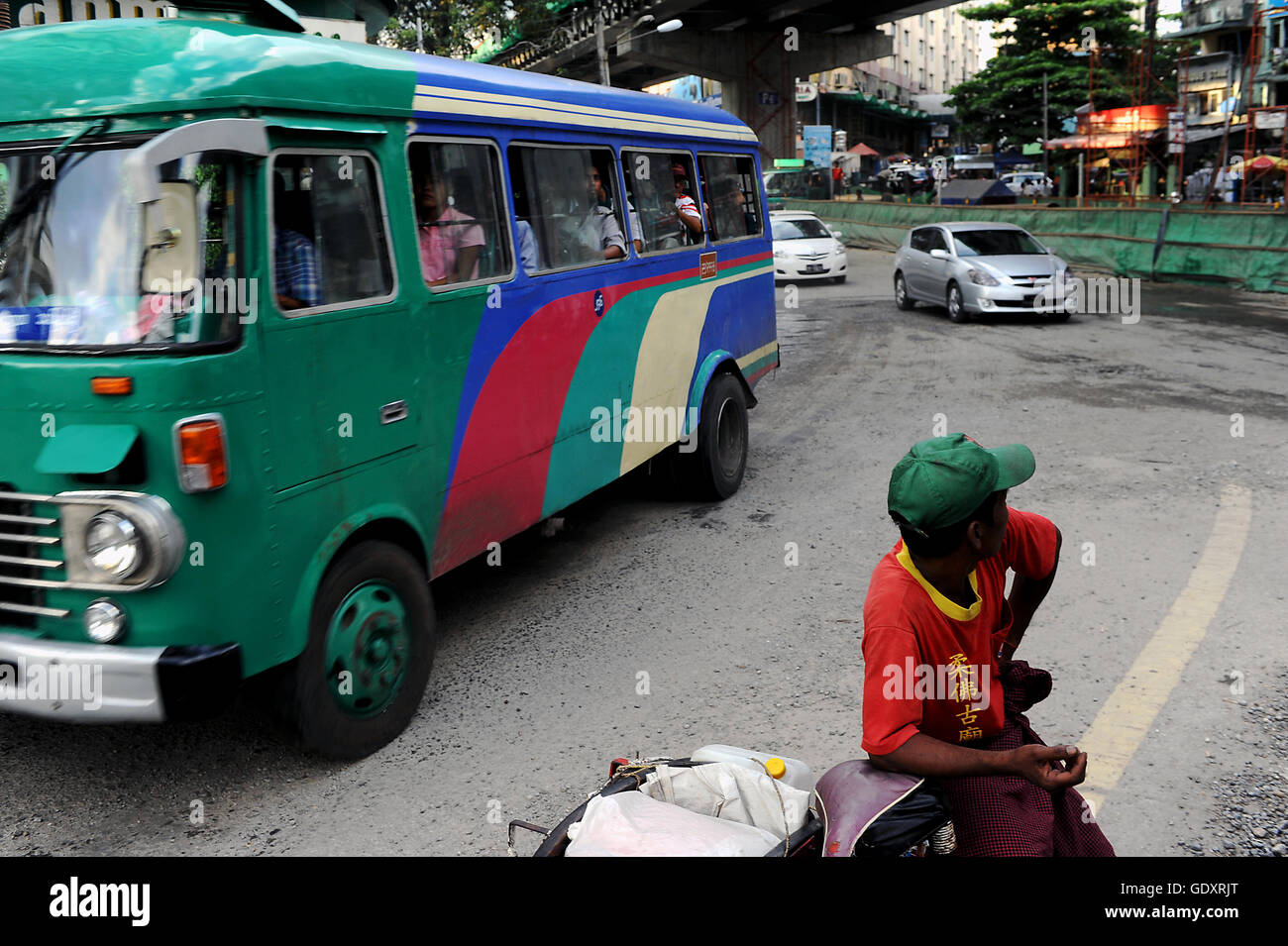 MYANMAR. Yangon. 2013. Local bus Stock Photo - Alamy