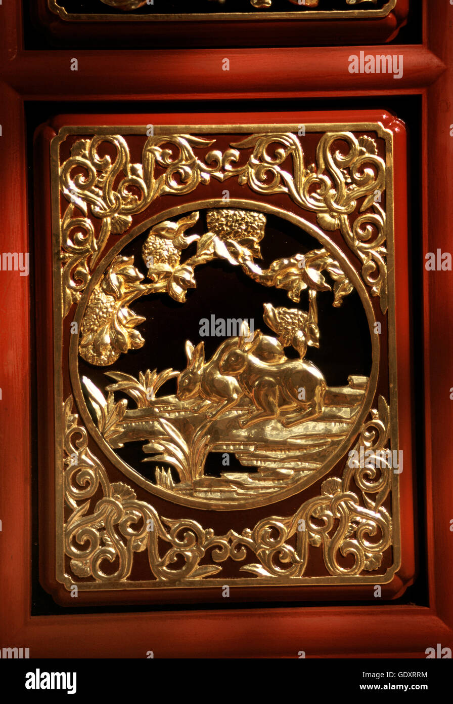 Lacquer and gold panel at the Bamboo Temple, about 15 km from the ...