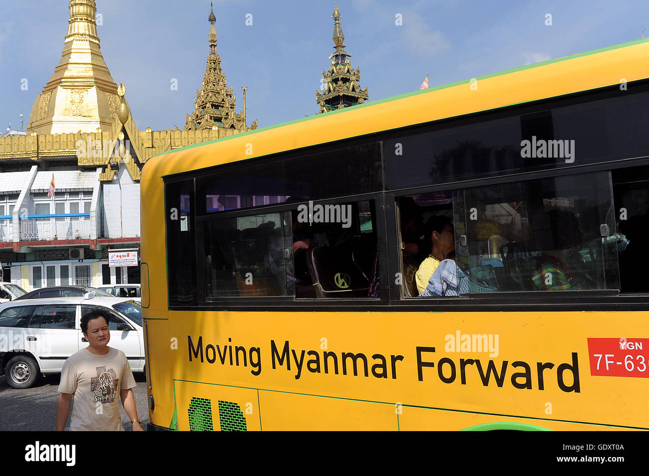 MYANMAR. Yangon. 2015. Moving Myanmar Forward Stock Photo - Alamy