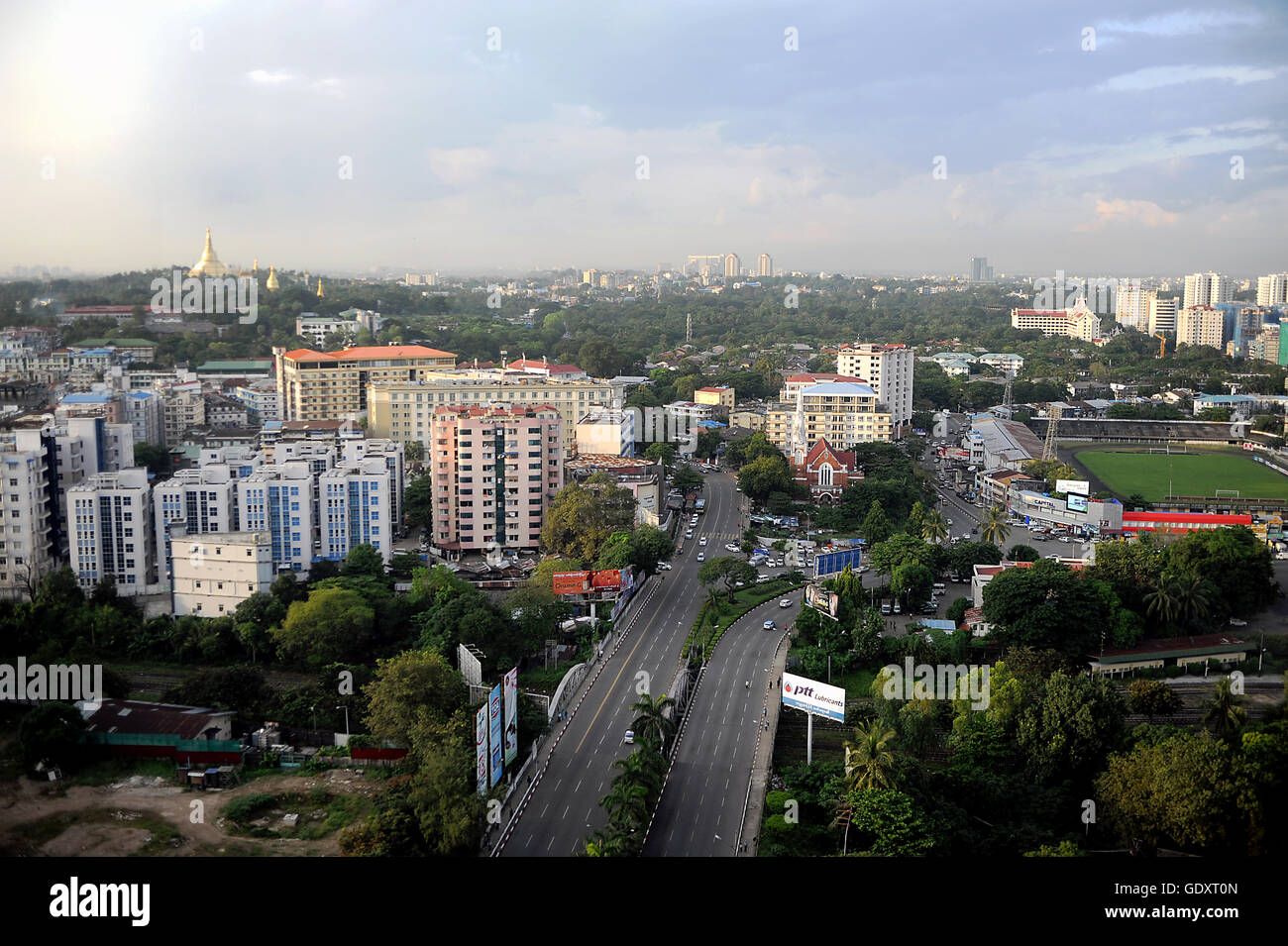 Shwedagon pagoda yangon aerial hi-res stock photography and images - Alamy