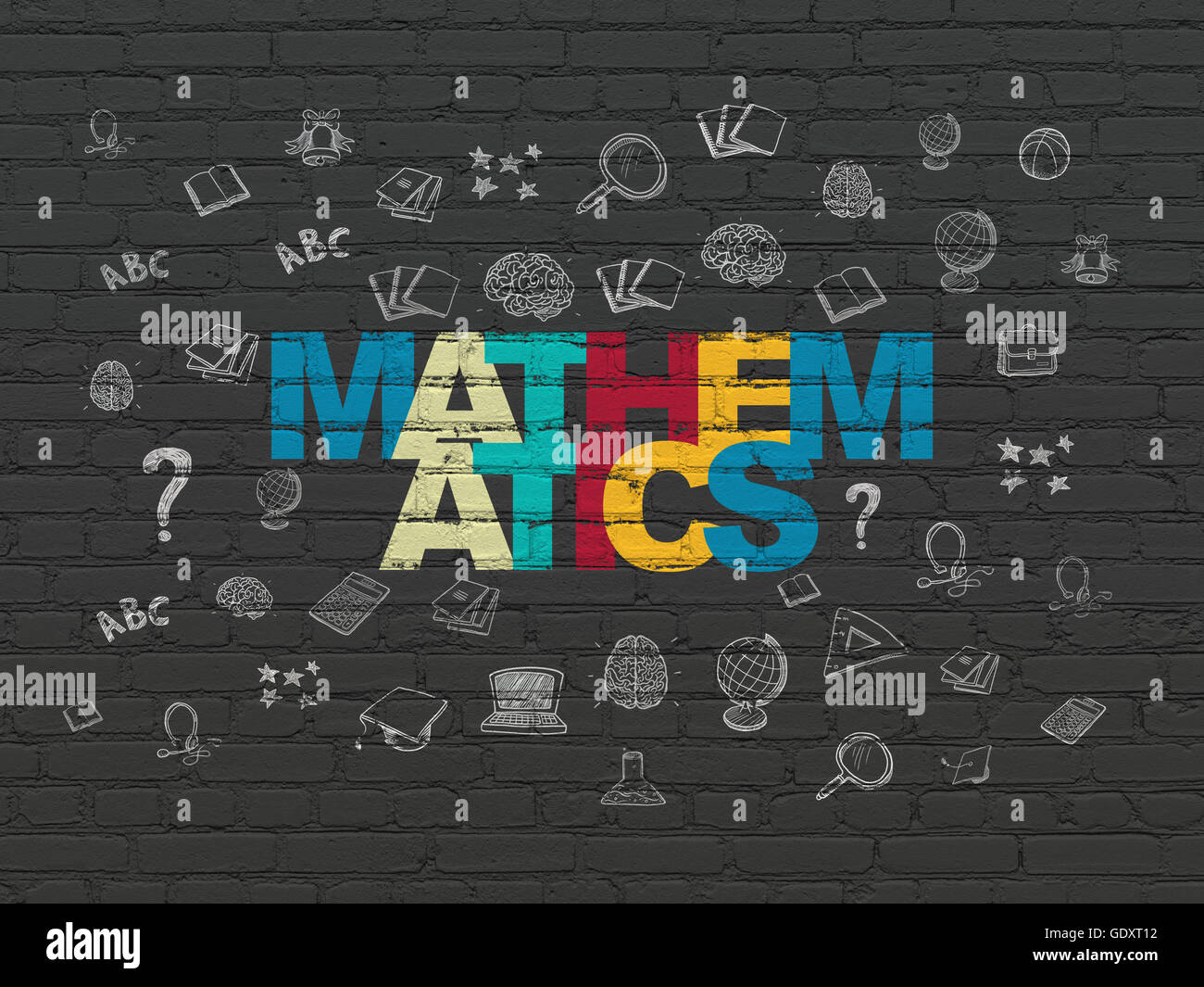 Learning concept: Mathematics on wall background Stock Photo - Alamy