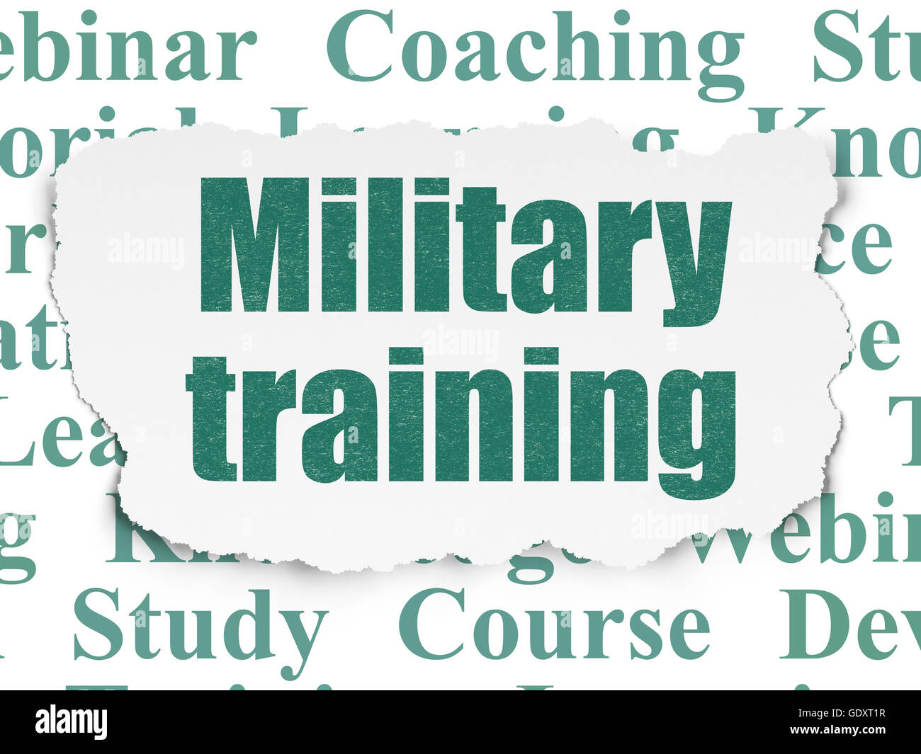 Studying concept: Military Training on Torn Paper background Stock ...