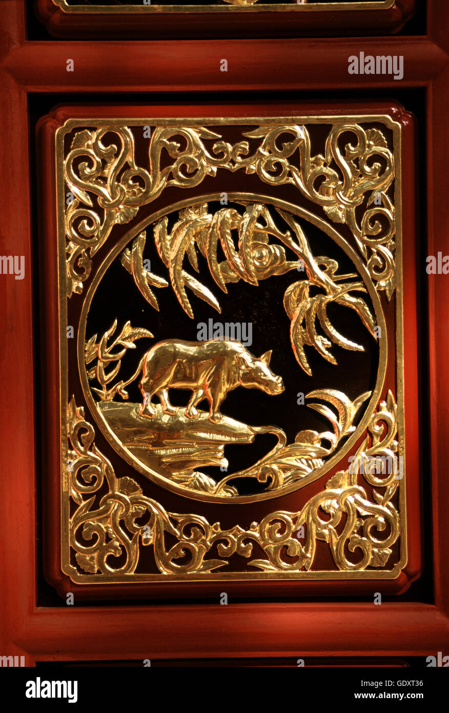 Lacquer and gold panel at the Bamboo Temple, about 15 km from the ...
