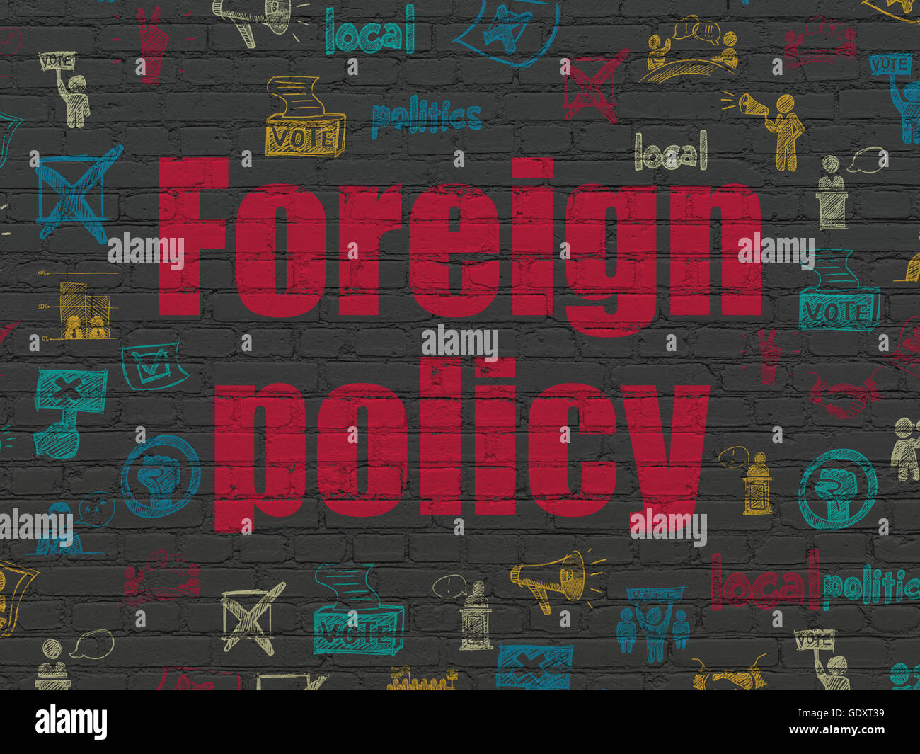 Political concept: Foreign Policy on wall background Stock Photo - Alamy
