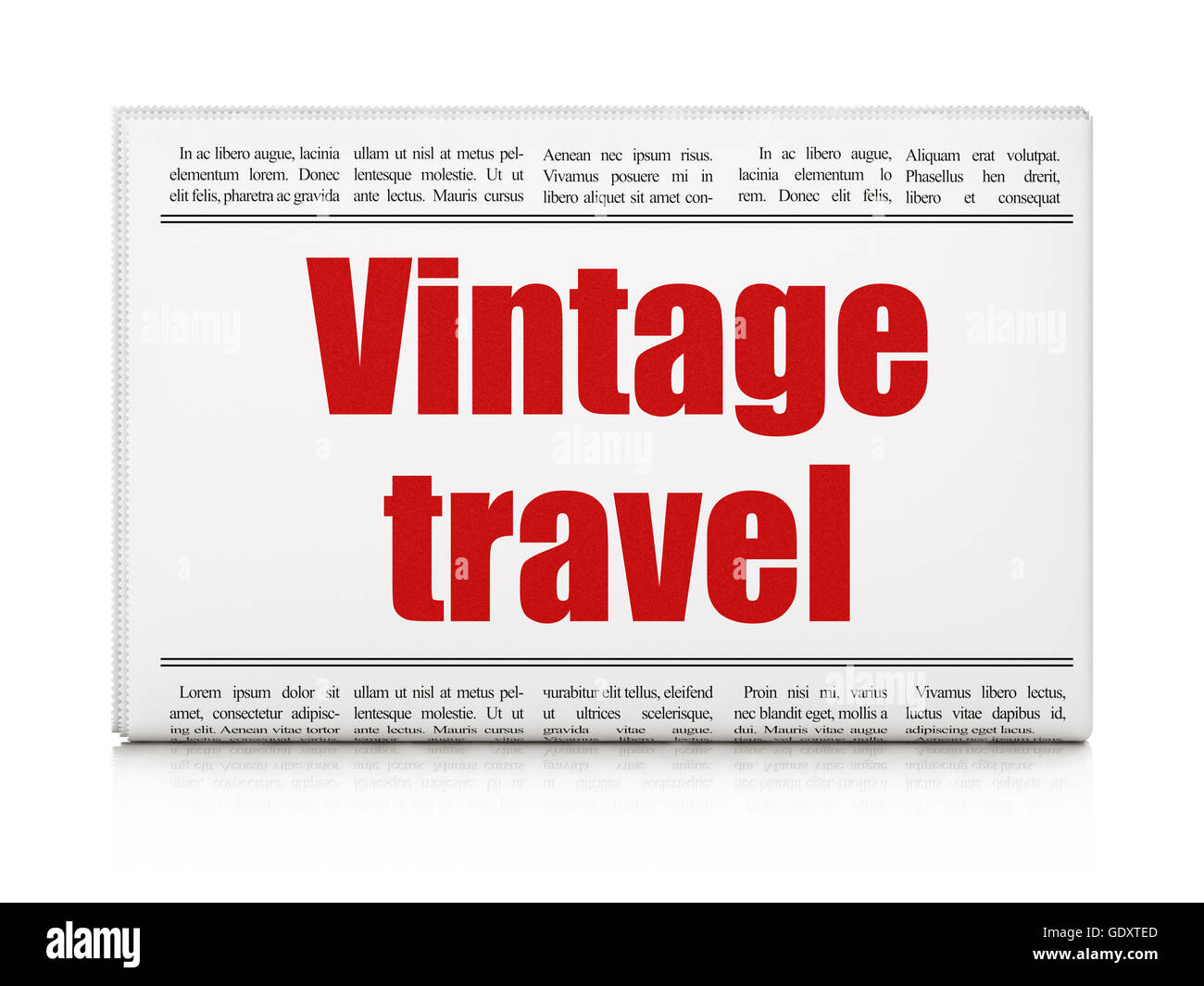 Travel concept: newspaper headline Vintage Travel Stock Photo - Alamy