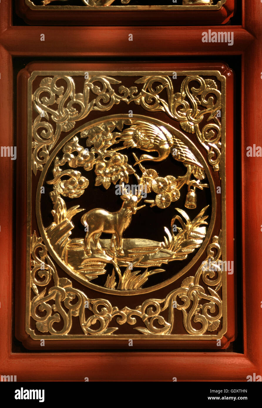Lacquer and gold panel at the Bamboo Temple, about 15 km from the ...