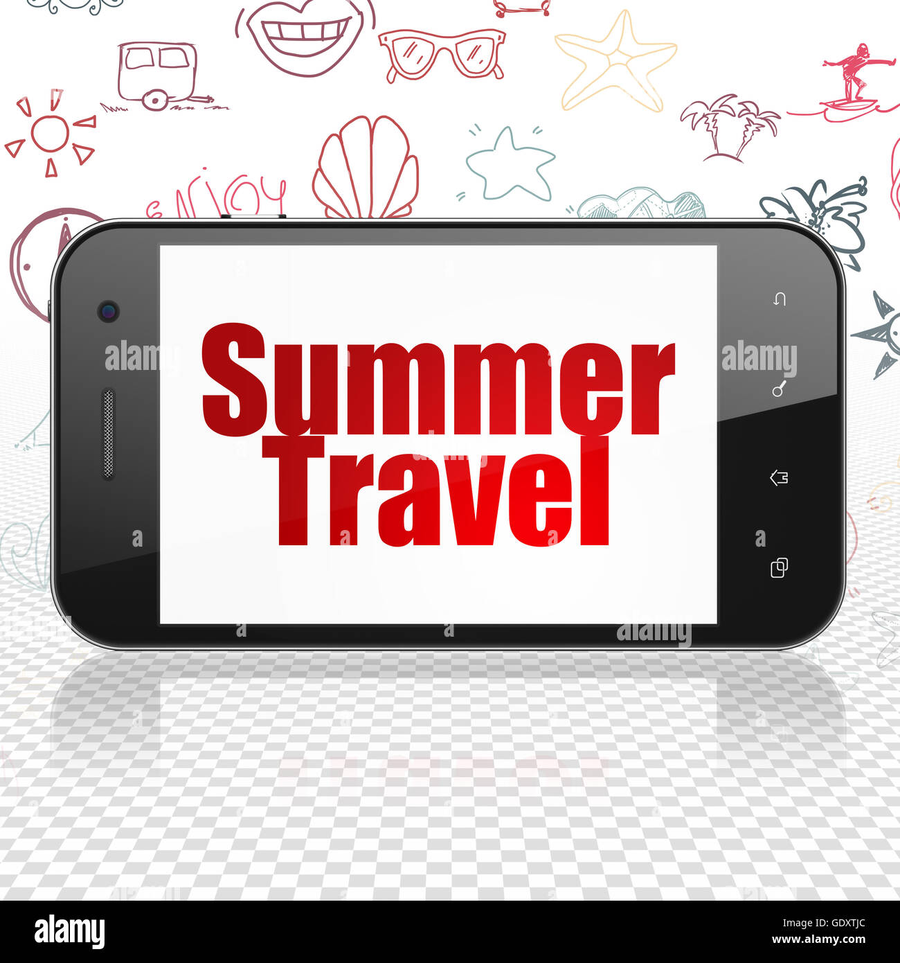 Vacation concept: Smartphone with Summer Travel on display Stock Photo ...