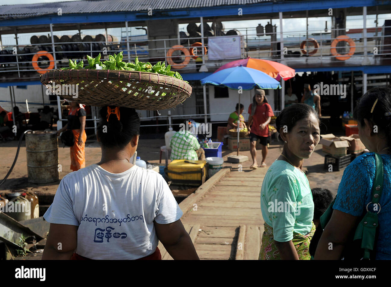 MYANMAR. Yangon. 2013. Jetty at the Yangon River Stock Photo - Alamy