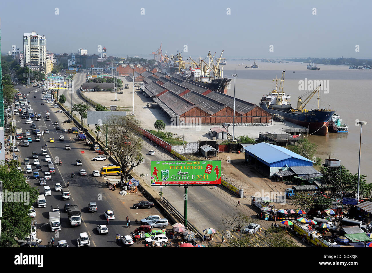 MYANMAR. Yangon. 2013. View of the Yangon River Stock Photo - Alamy
