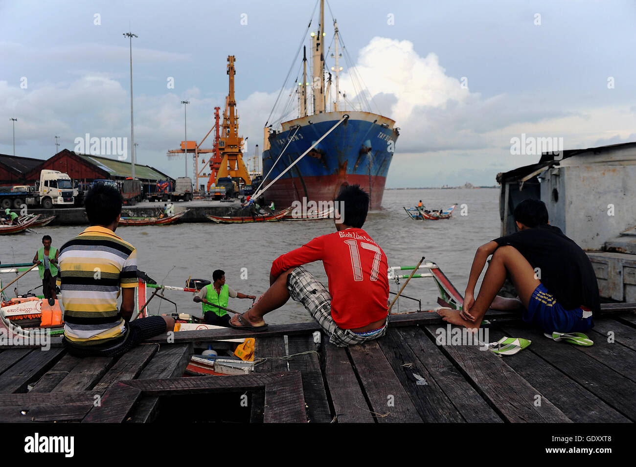 MYANMAR. Yangon. 2013. At the harbor Stock Photo - Alamy
