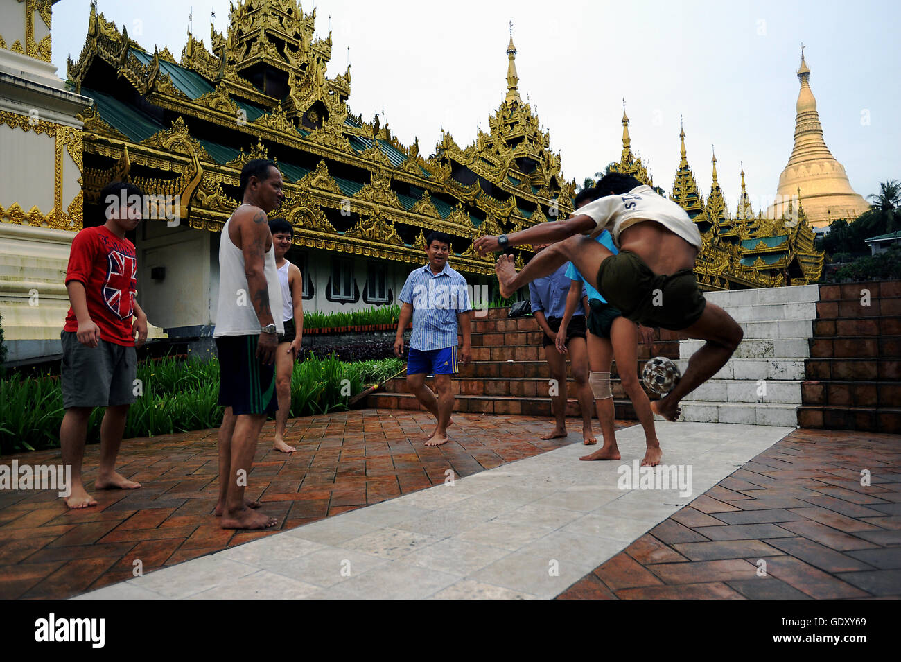 MYANMAR. Yangon. 2013. Chinlone Stock Photo - Alamy