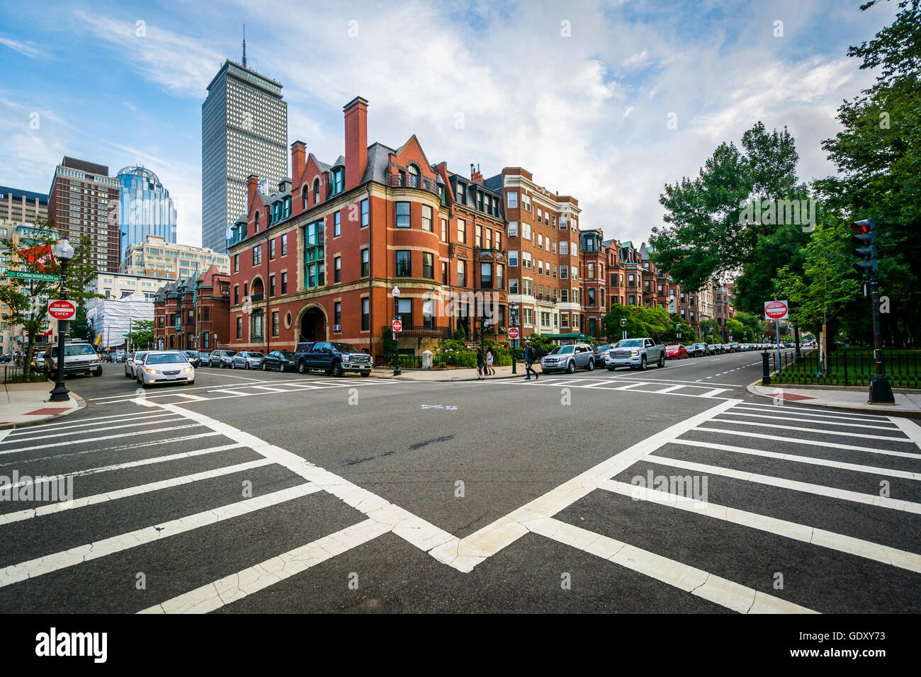 Intersection and crosswalks in Back Bay, Boston, Massachusetts Stock ...