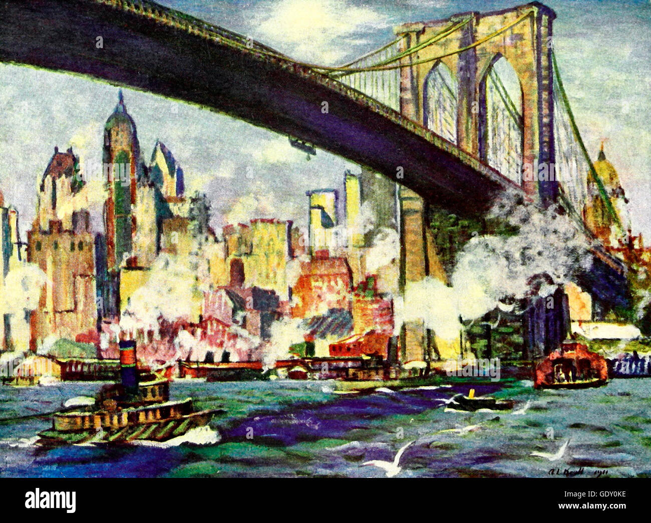 Brooklyn Bridge - Leon Kroll Stock Photo - Alamy