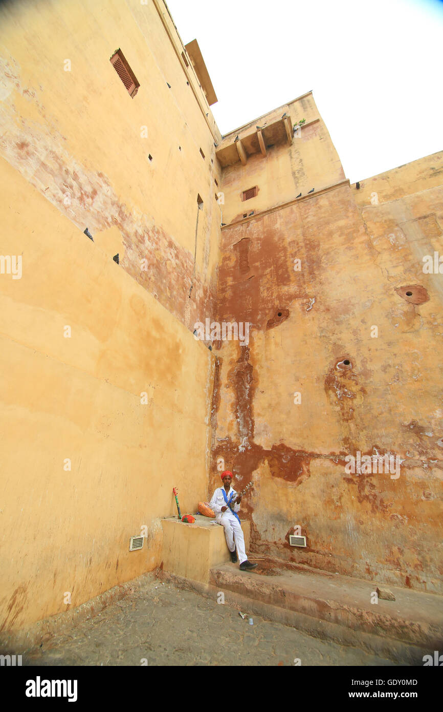 Fort overlooking the pink city of Jaipur in the Indian state of ...