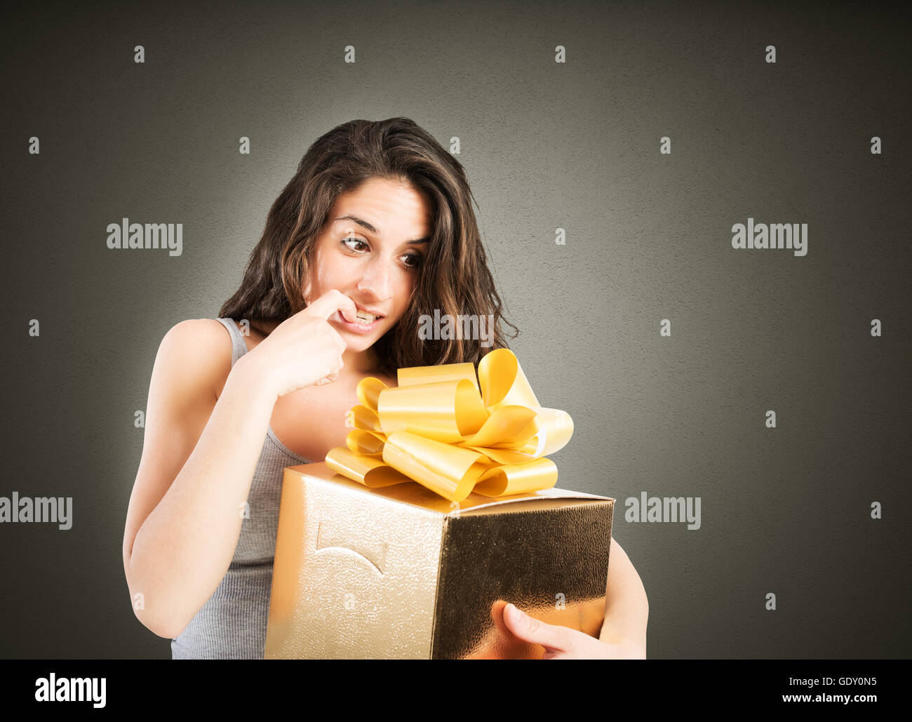Woman open present hi-res stock photography and images - Alamy